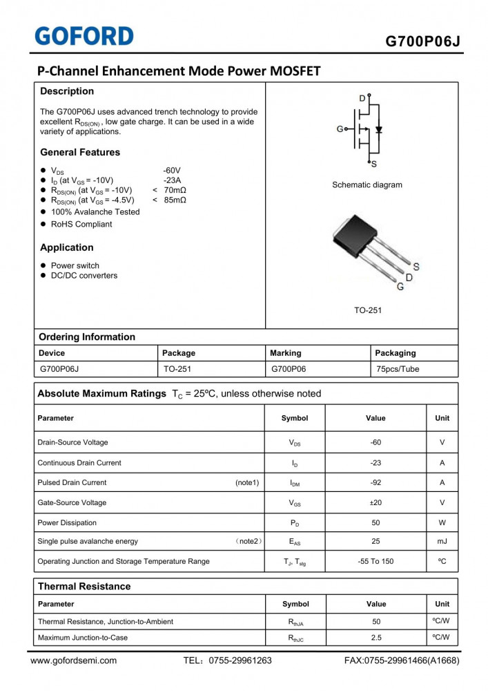 G700P06J datasheet page 1