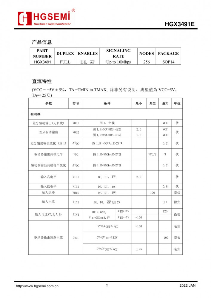 HGX3491 datasheet page 2