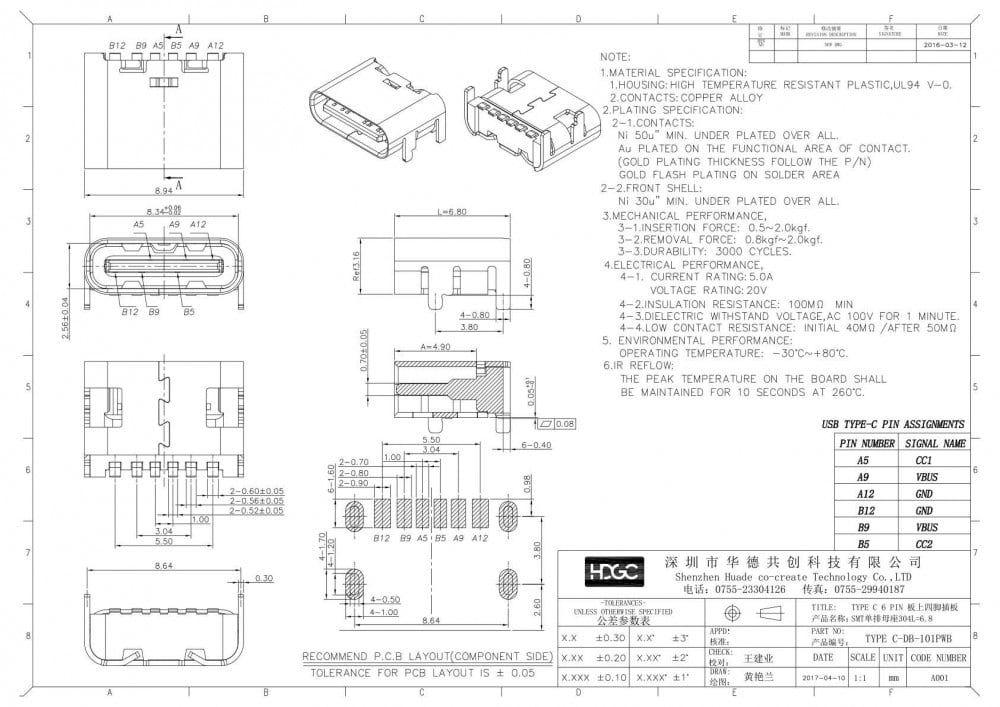 TYPE C-DB-101PWB technical document page 1