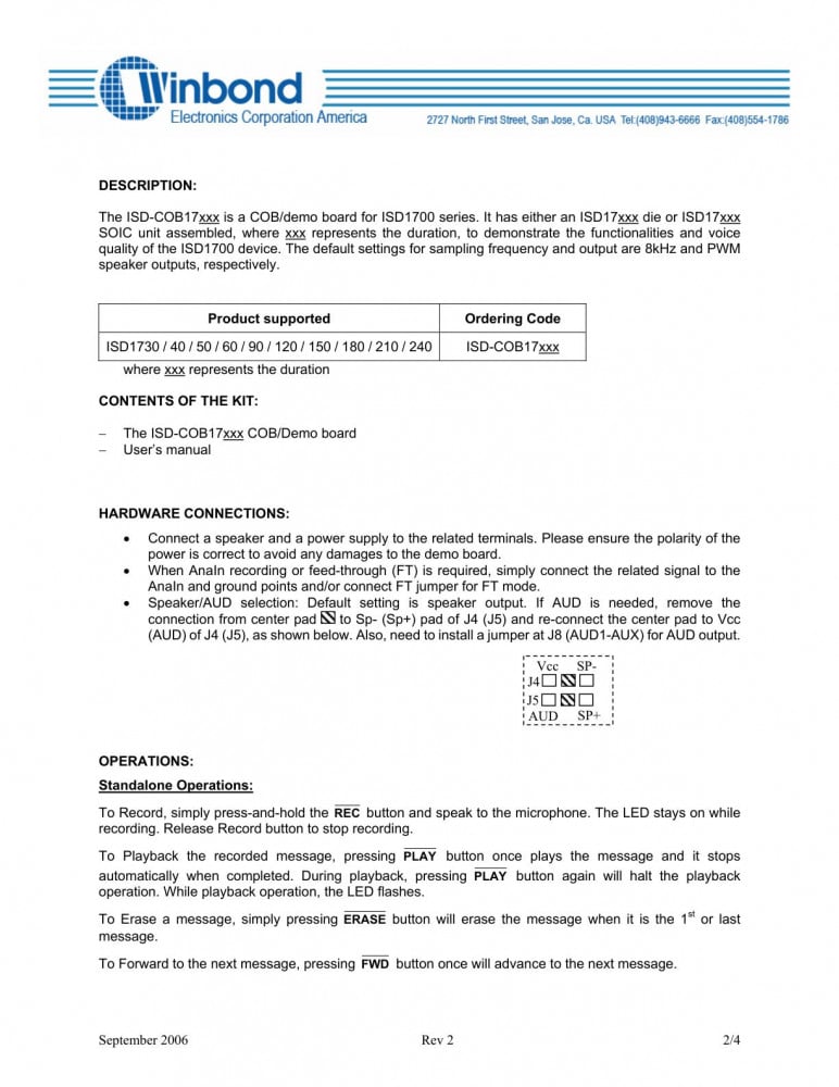 ISD-COB17xxx User Manual page 2