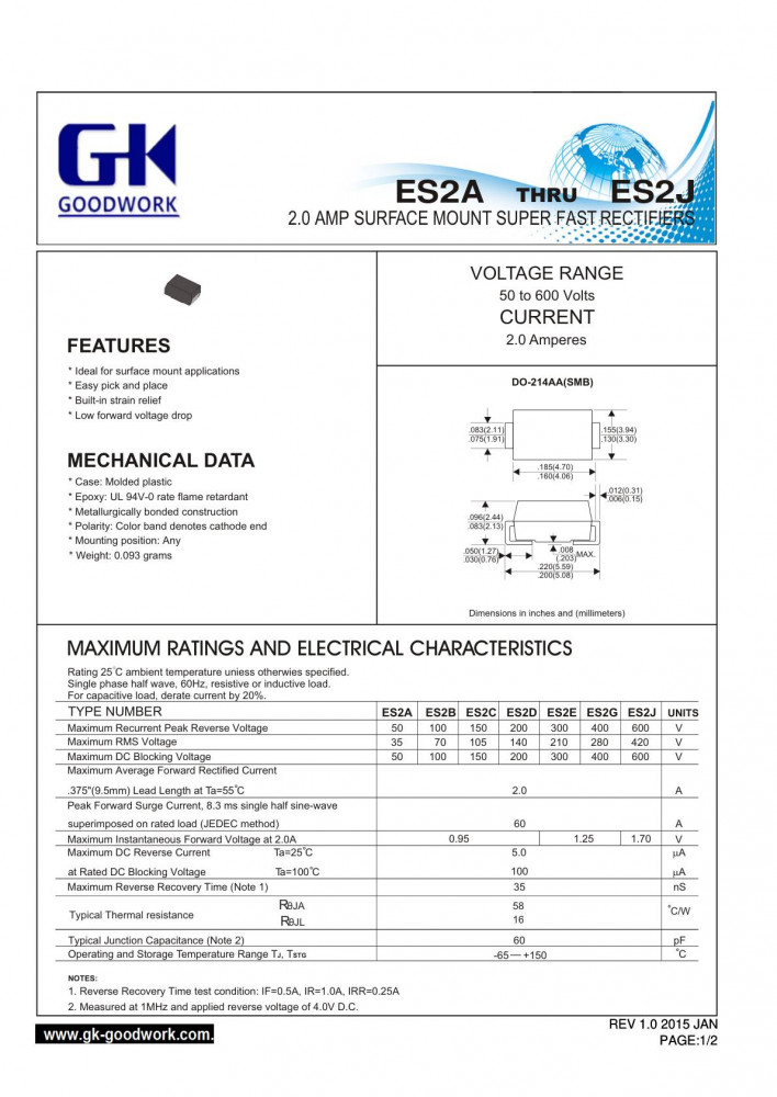 ES2J-SMB datasheet page 1