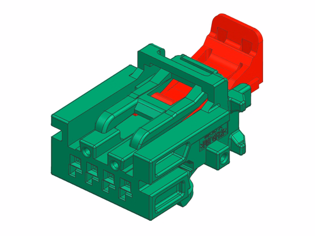 Mini50 Unsealed Receptacle, Single Row, UL 94 HB, without CPA, 2 Circuits, Polarization Option D, Green