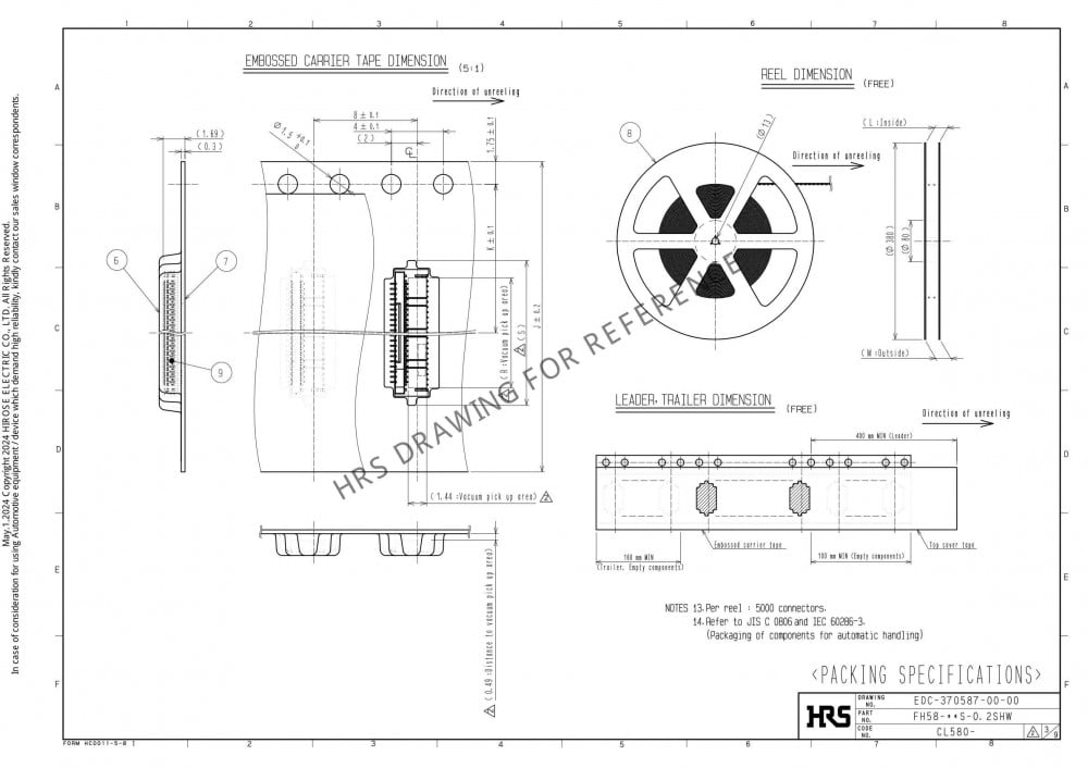 HRS FH58 series dimensional table page 3