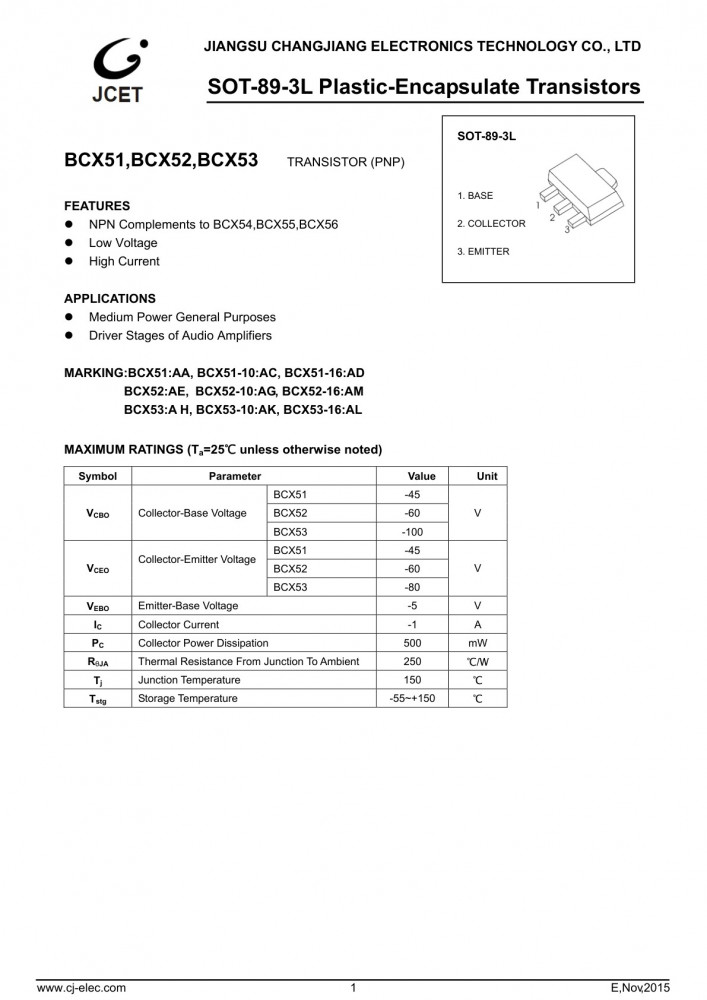 BCX53-16 datasheet page 1