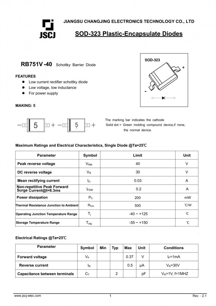 RB751V-40 datasheet page 1
