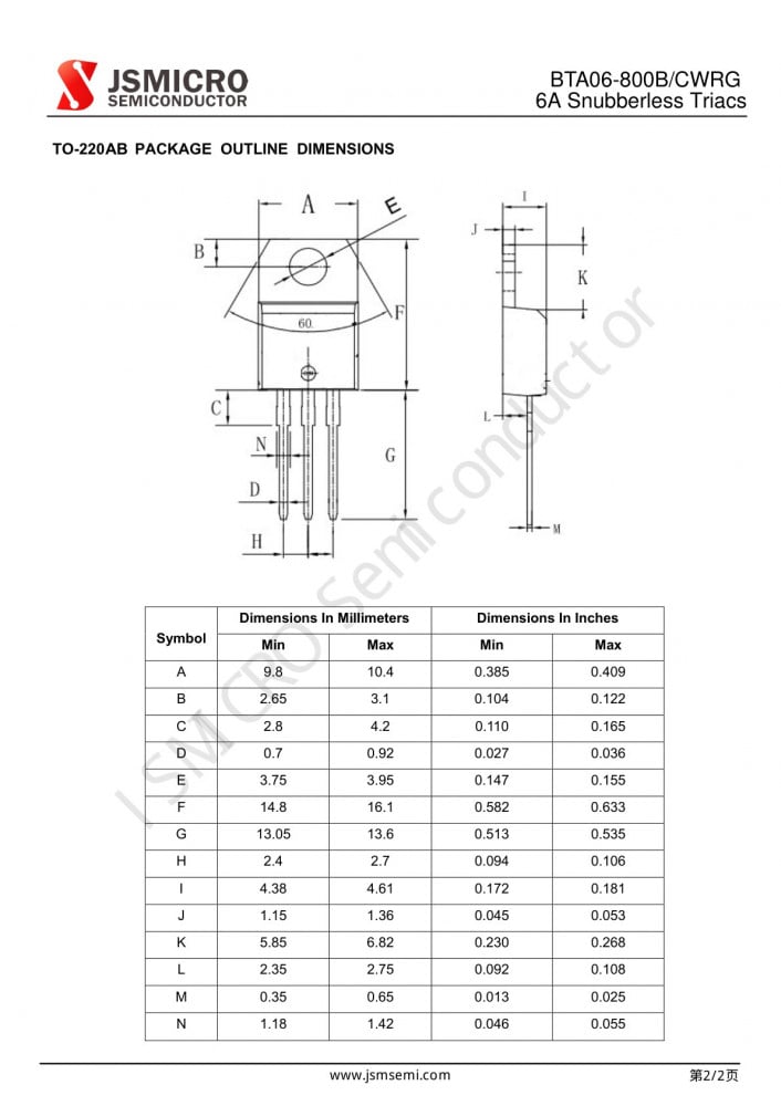 BTA06-800BWRG datasheet page 2