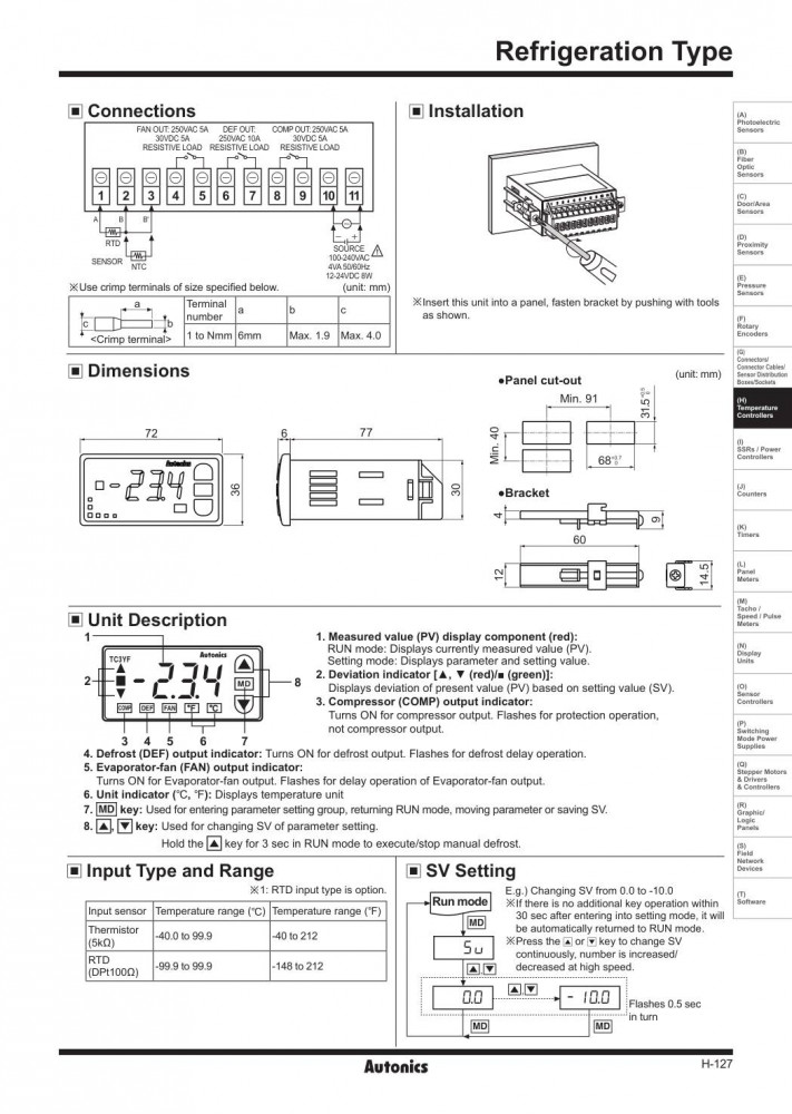 TC3YF refrigeration temperature controller documentation, page 2