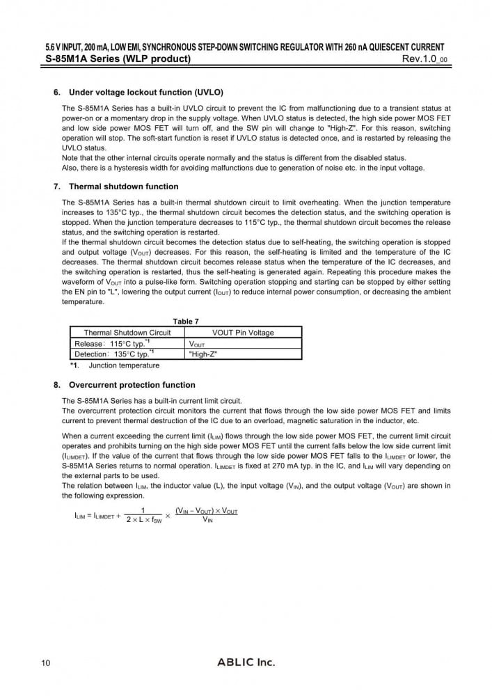 ABLIC S-85M1A datasheet page 10