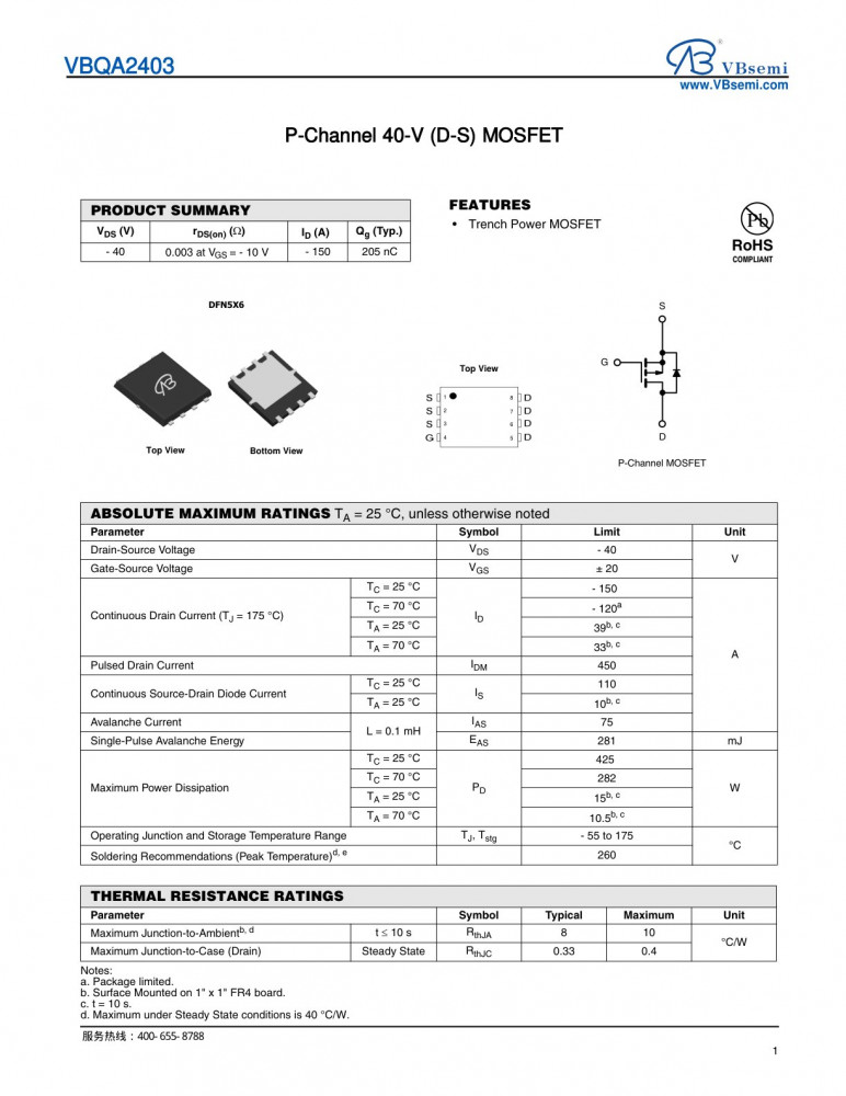 VBQA2403 datasheet page 1