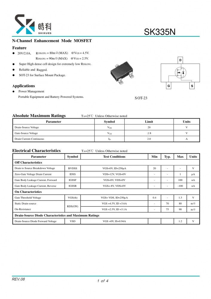 SK335N datasheet page 1