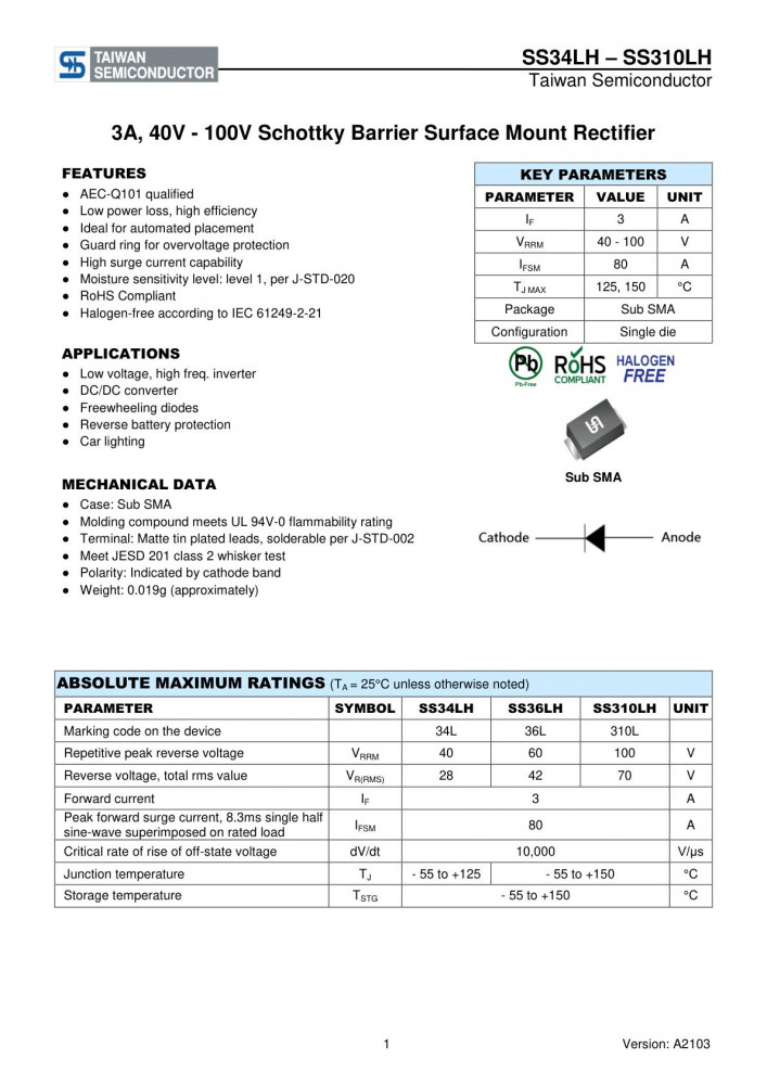 SS36LH technical document page 1