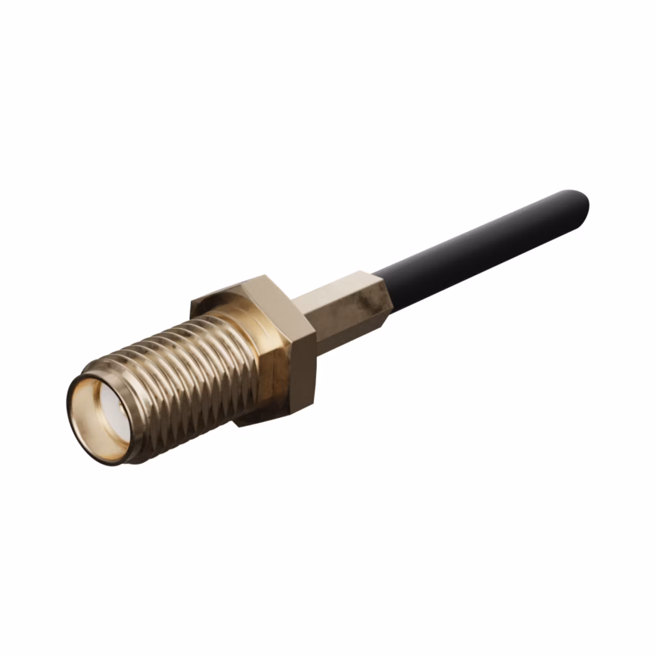 SMA Jack, Straight, Bulkhead, Crimp, RG-316 and RG-174 Cable, Brass Body, Gold (Au) Plated, without Jam Nut and Lockwasher, 50 Ohms for sale