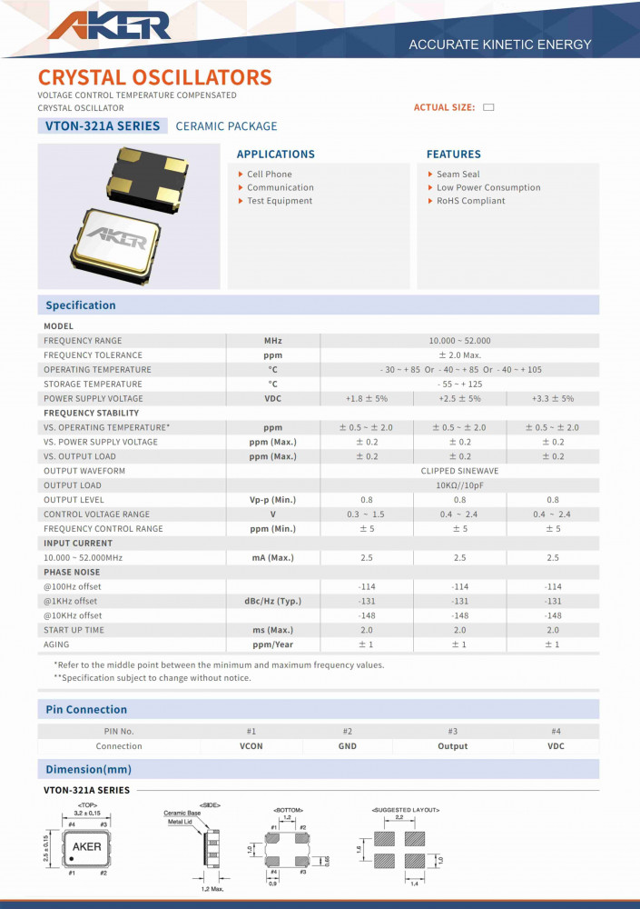 AKER VTON-321A Series technical document page
