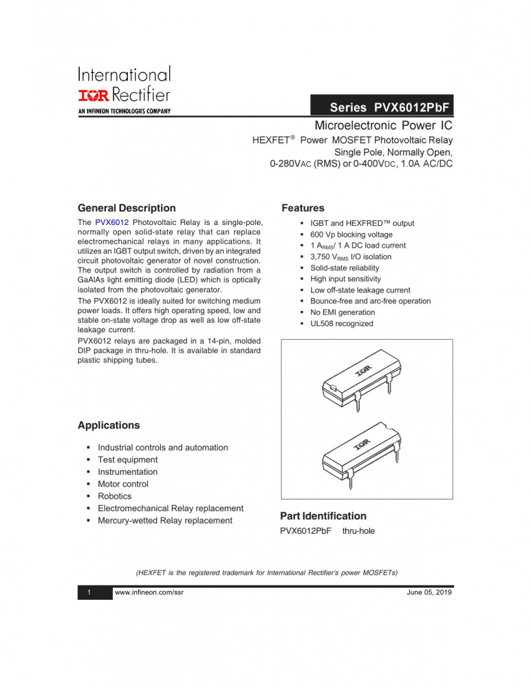 PVX6012PBF datasheet page 1