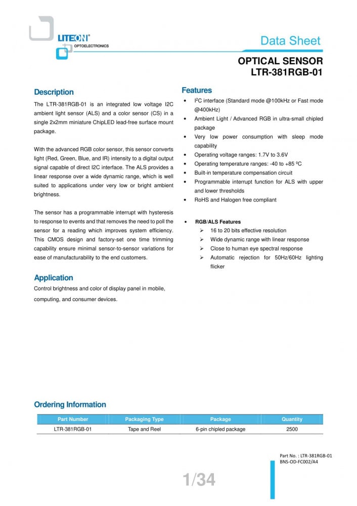 LTR-381RGB-01 datasheet page 2