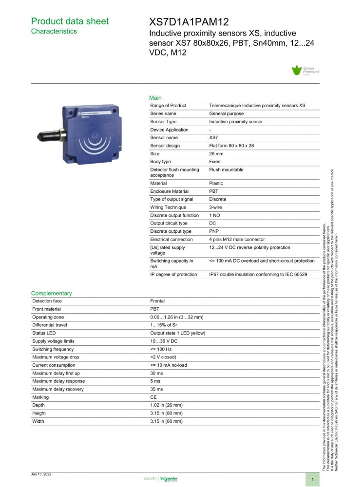 XS7D1A1PAM12 technical document page 1