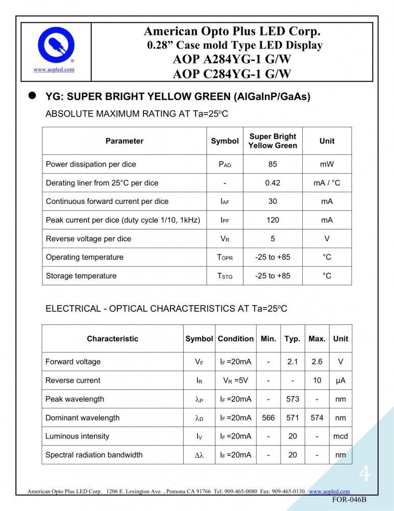 A284YG-1 datasheet page 4