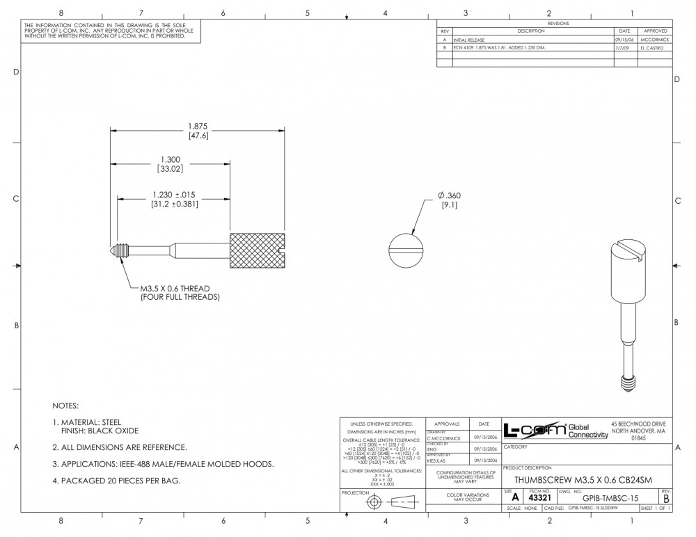 L-com GPIB-TMBSC-15 technical drawing page