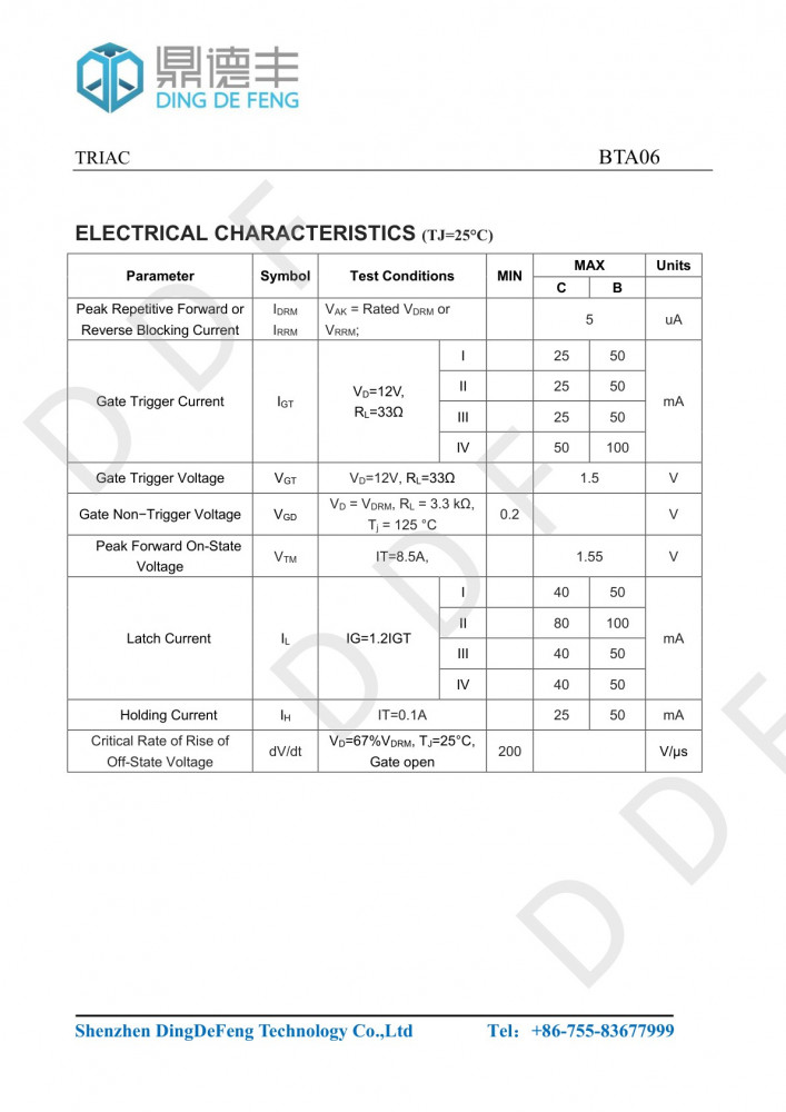 BTA06-600B datasheet page 2