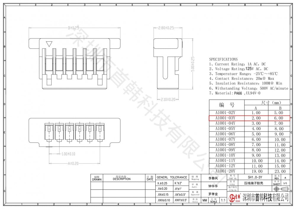 SH1.0-3Y technical document page 1