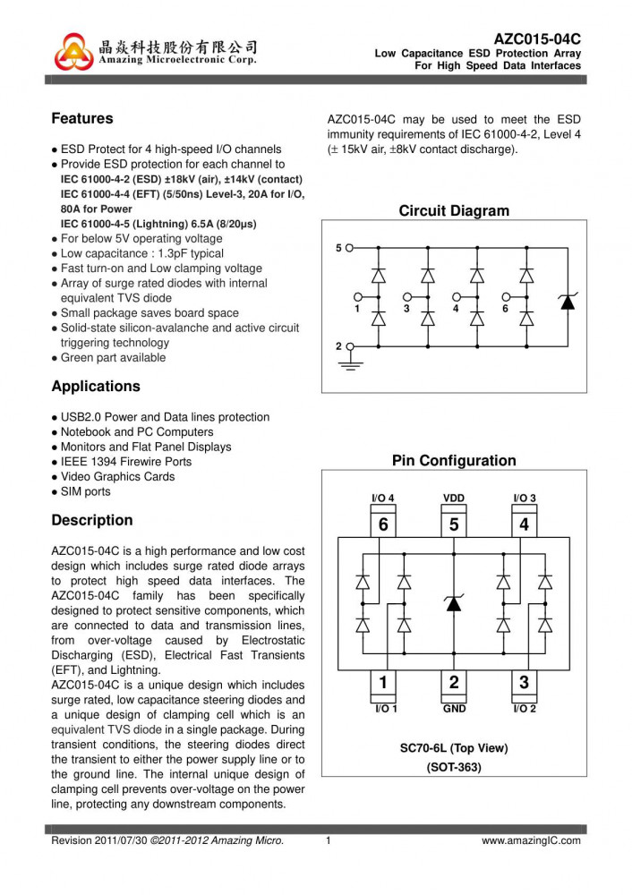 AZC015-04C datasheet page 1