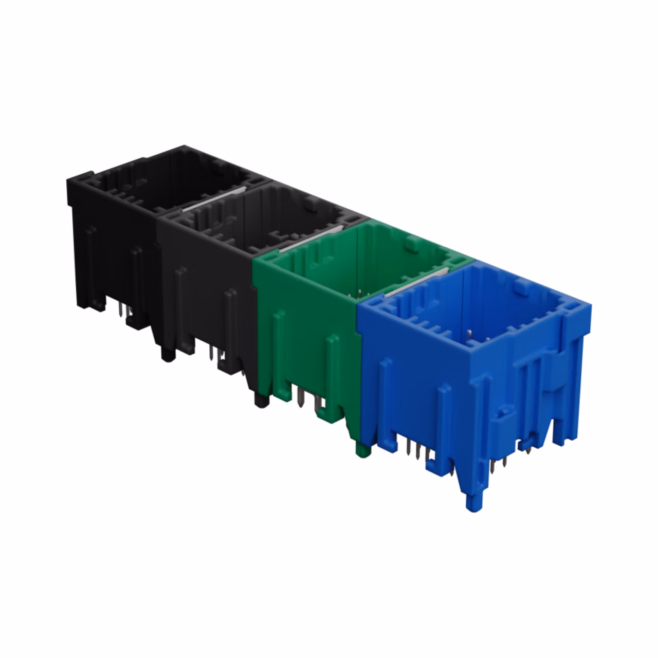 stAK50h 4 Bay Vertical Hybrid Header, 117 Circuits, Bay 1: 32 Circuits/Key 1/Black; Bay 2: 28 Circuits/Key 1/Dark Gray; Bay 3: 25 Circuits/Key 1/Green; Bay 4: 32 Circuits/Key 2/Blue; Tray for sale