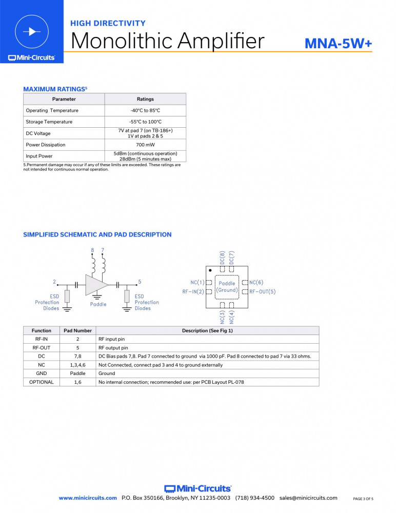 MNA-5W+ datasheet page 3