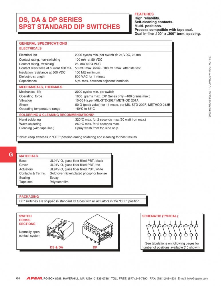 APEM DIP switch catalog page 4