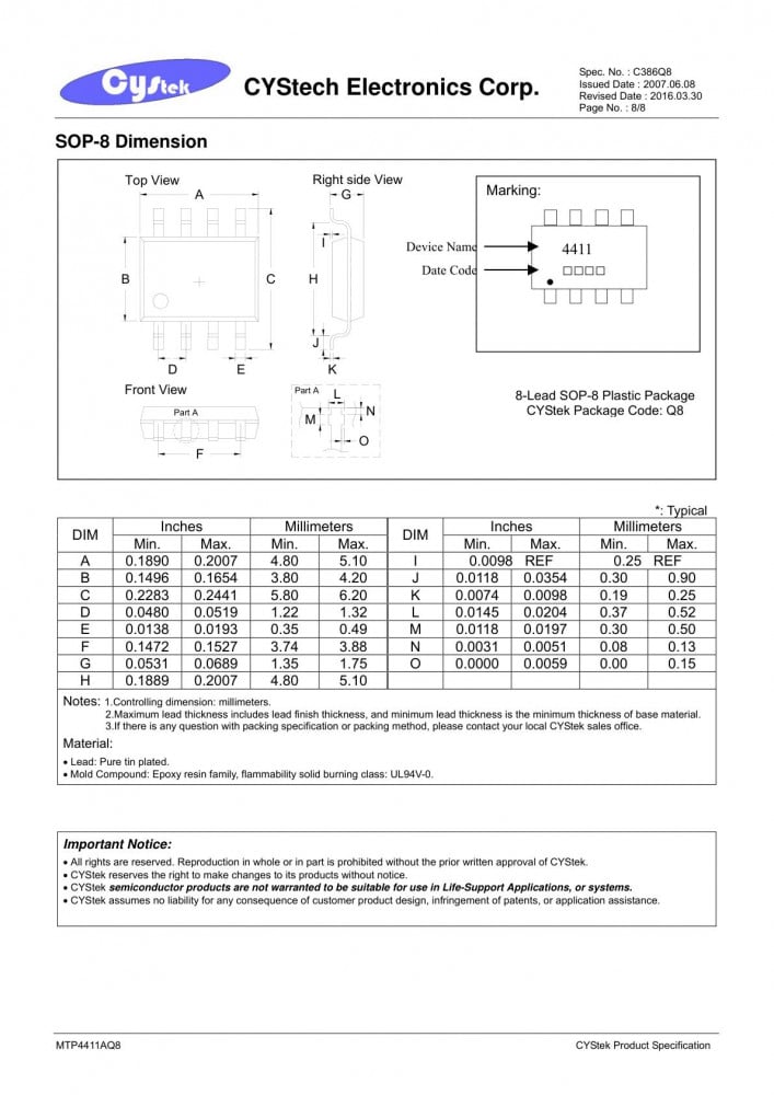 MTP4411AQ8 datasheet page 8