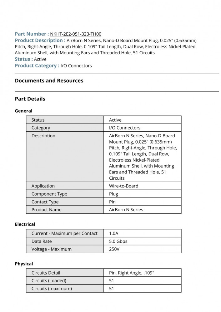 Technical document page 1 for NKHT-2E2-051-323-TH00