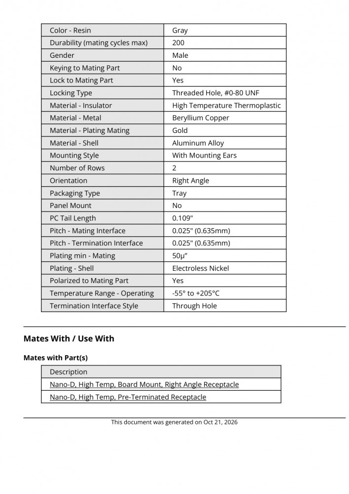 Technical document page 2 for NKHT-2E2-051-323-TH00