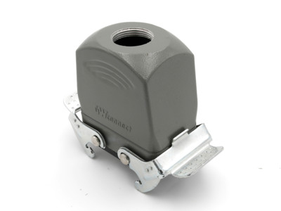 Heavy-Duty Standard (STD) Single Lever Bulkhead Mount Housing, Polyamide, with 1 Lever, Side Entry, with Cable Gland, Size «32x13», Pg16 Thread, Black