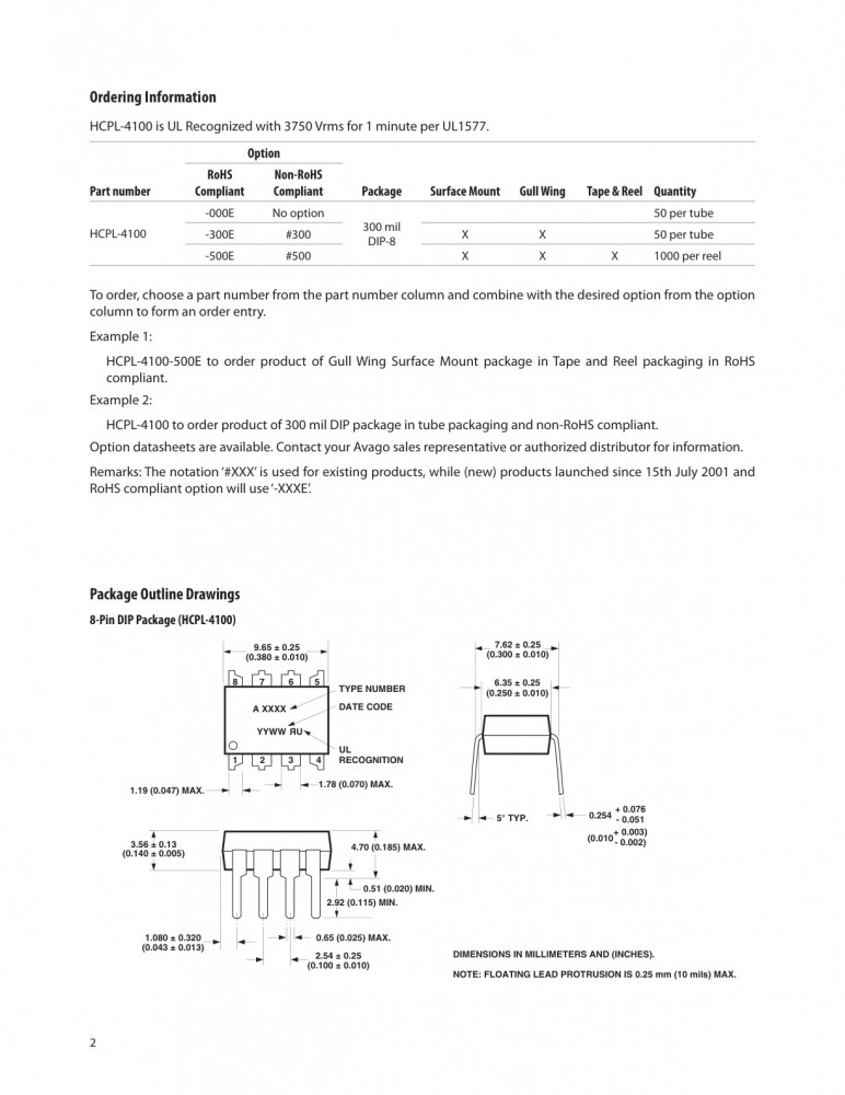 HCPL-4100-500E datasheet page 2