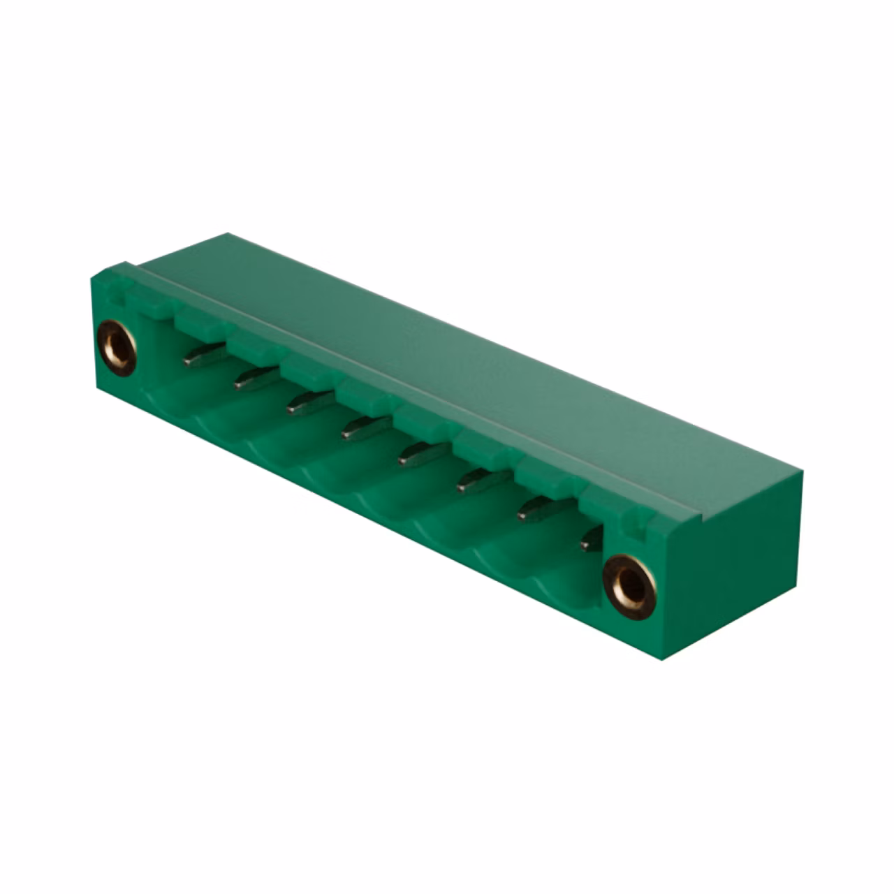 5.00mm Pitch Eurostyle Right-Angle PCB Header, with Threaded Retention Inserts, Green Housing, 8 Circuits for sale