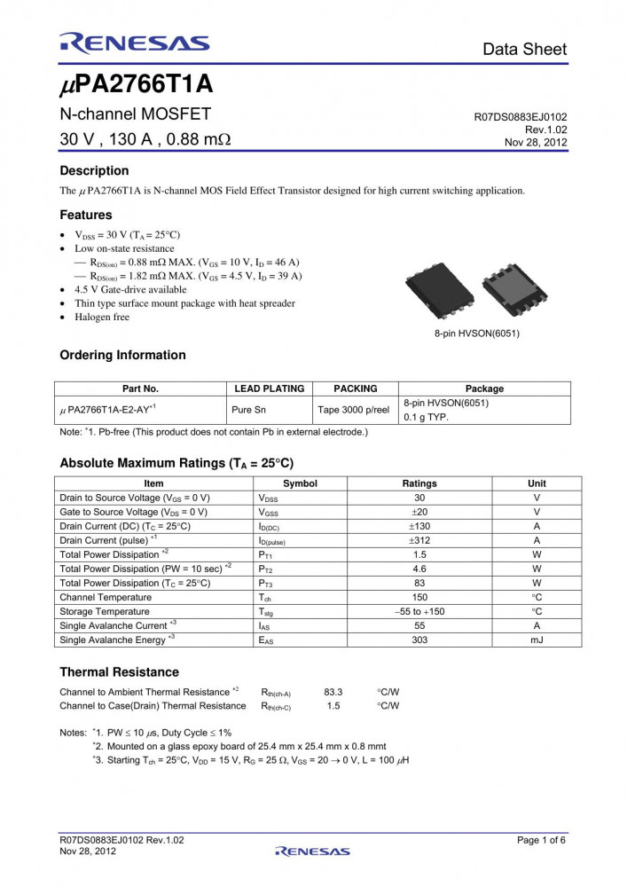 UPA2766T1A-E2-AY datasheet page 1