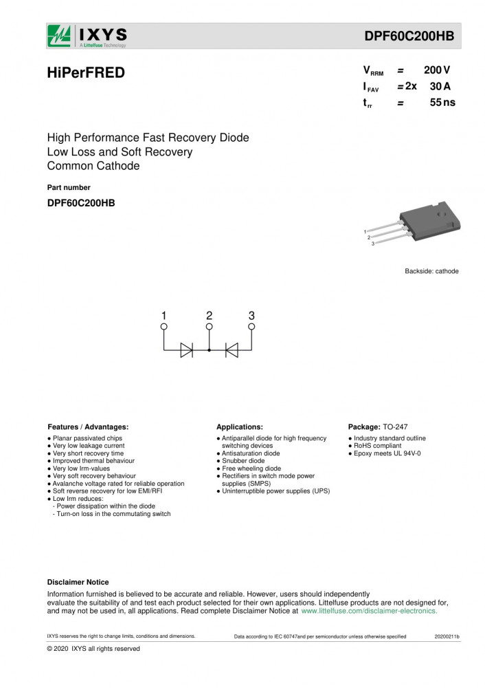 DPF60C200HB datasheet page 1