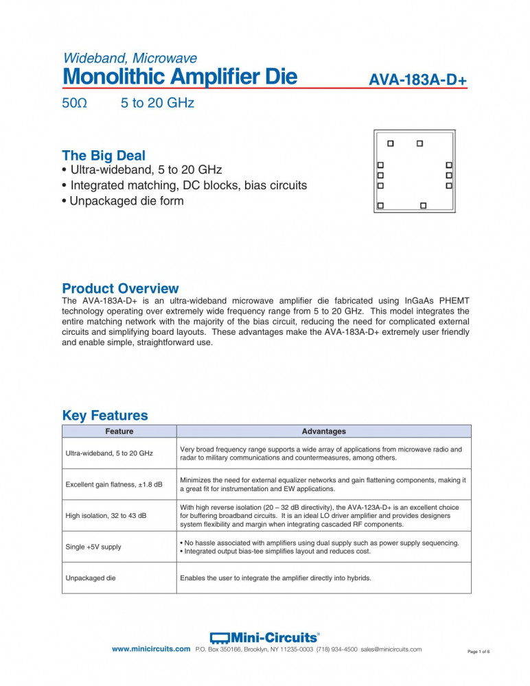 AVA-183A-D+ datasheet page 1