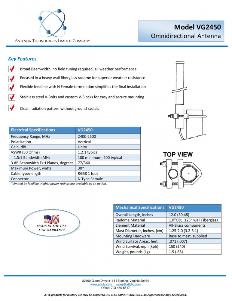 VG2450 product document preview