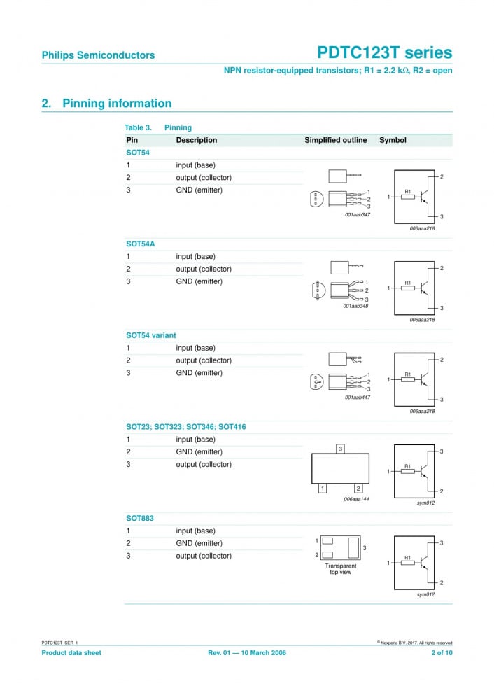 PDTC123T datasheet page 2