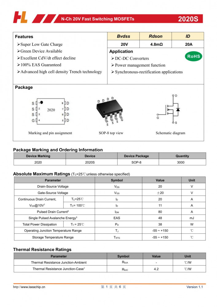 HL 2020S datasheet page 1