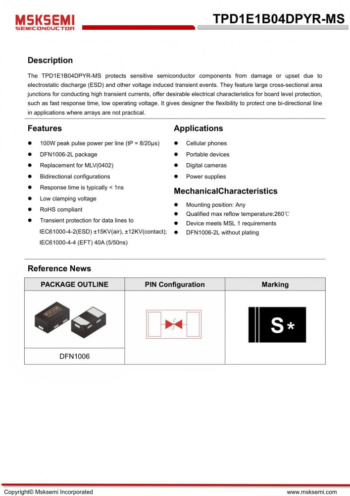TPD1E1B04DPYR-MS datasheet page 2