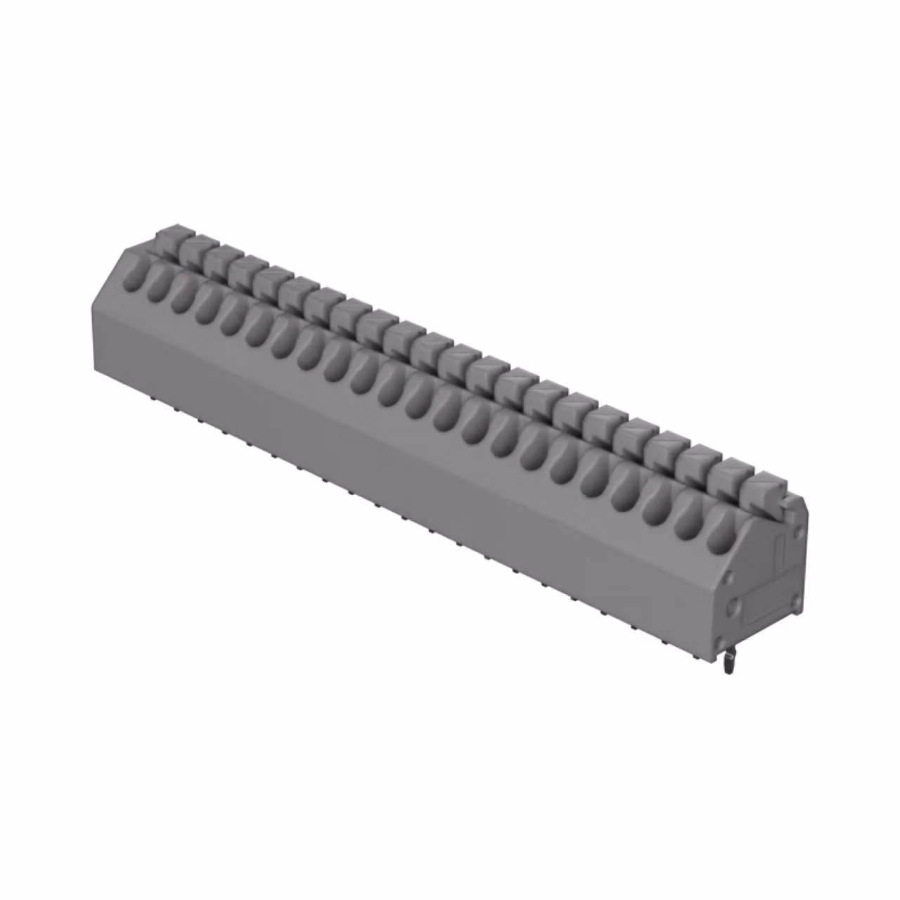 3.50mm Pitch, Eurostyle Fixed-Mount Push-Button Terminal Block, 45° Modular, 5A, 20-16 AWG, Light Gray, 22 Circuits for sale