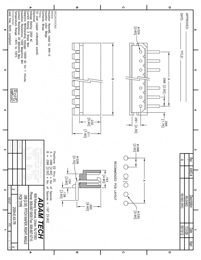 ADAM TECH 25SH-E-04-TR technical document page