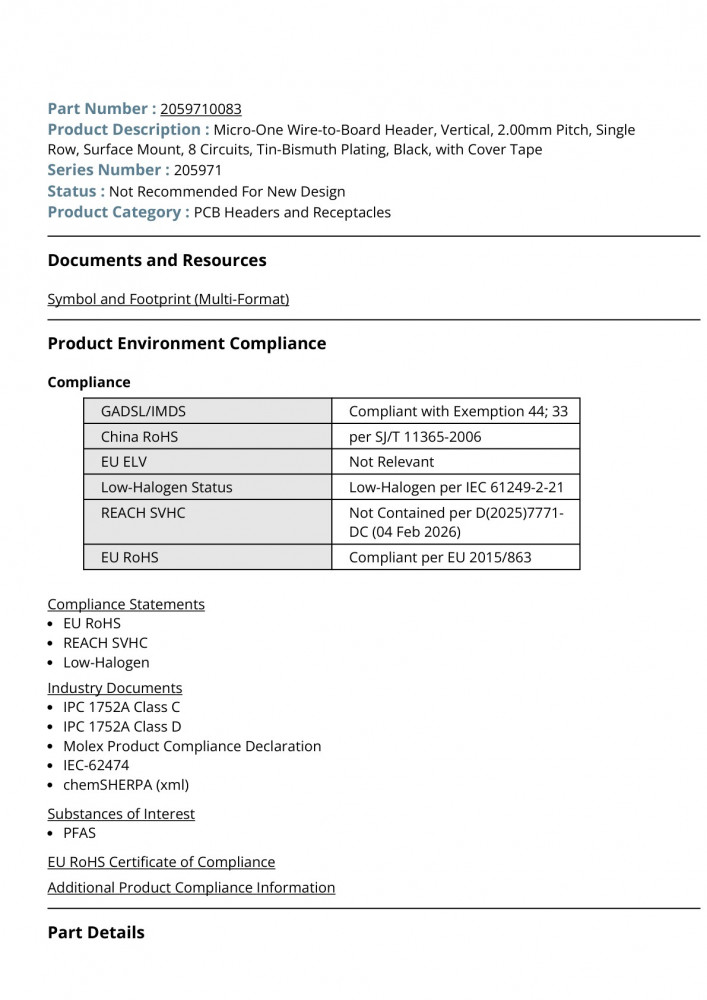 MOLEX 2059710083 technical document image 1