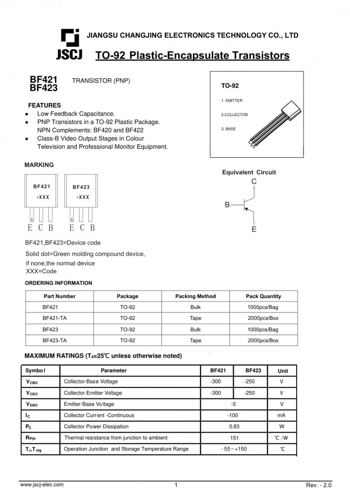 BF423 datasheet page 1