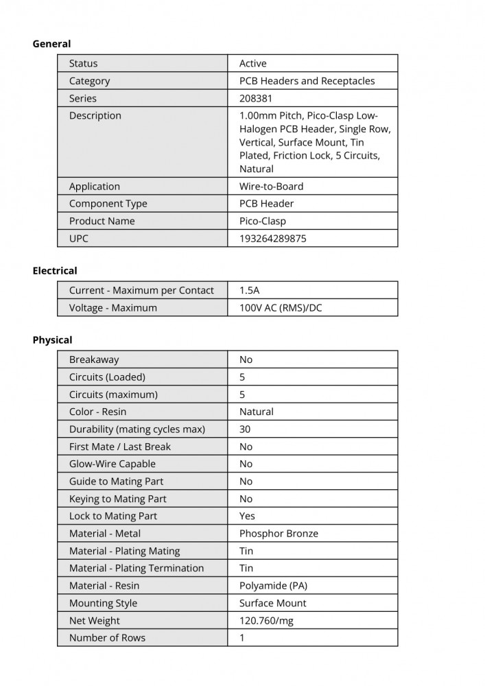 Product document image 2 for MOLEX 2083810509