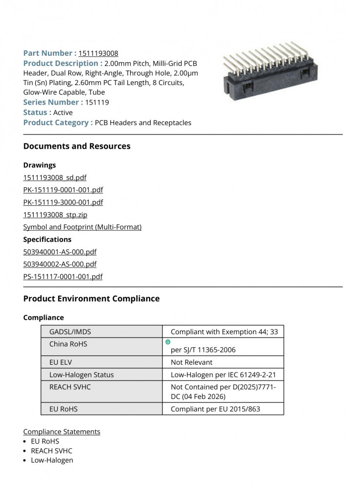 Molex Milli-Grid specification page 1