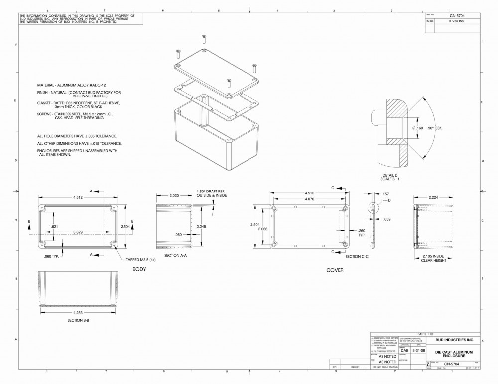 Bud Industries CN-5704 product drawing