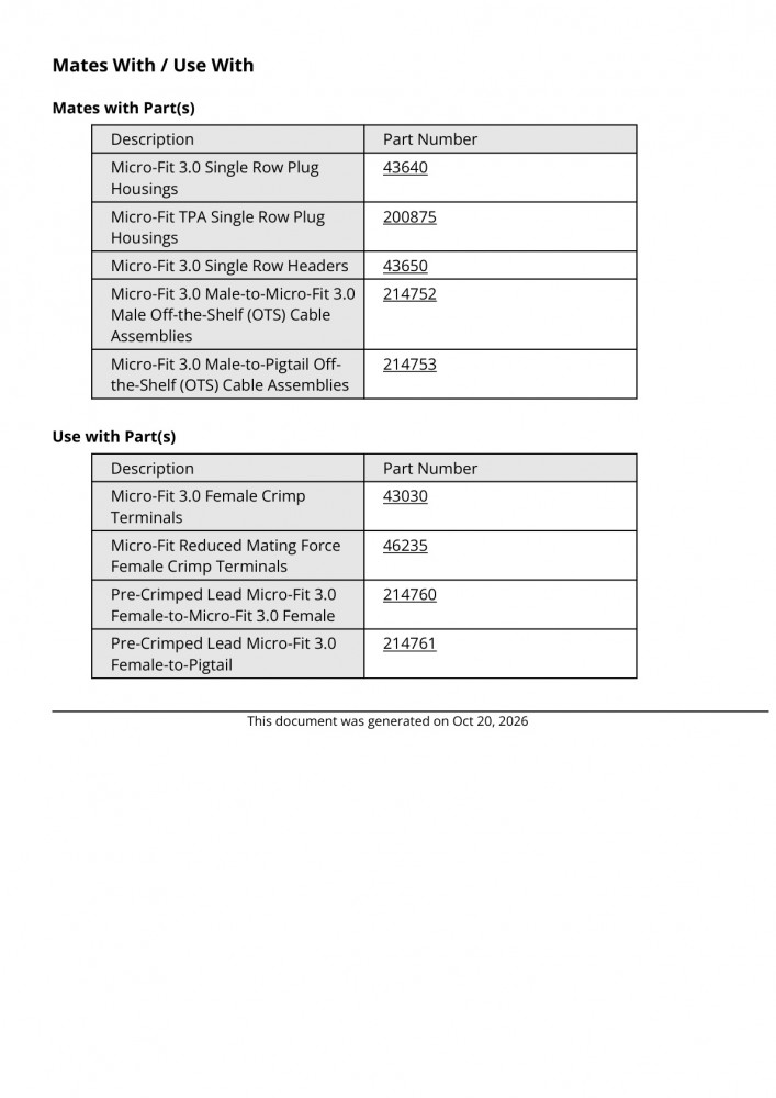 Technical document page 3 for Molex part 436450510