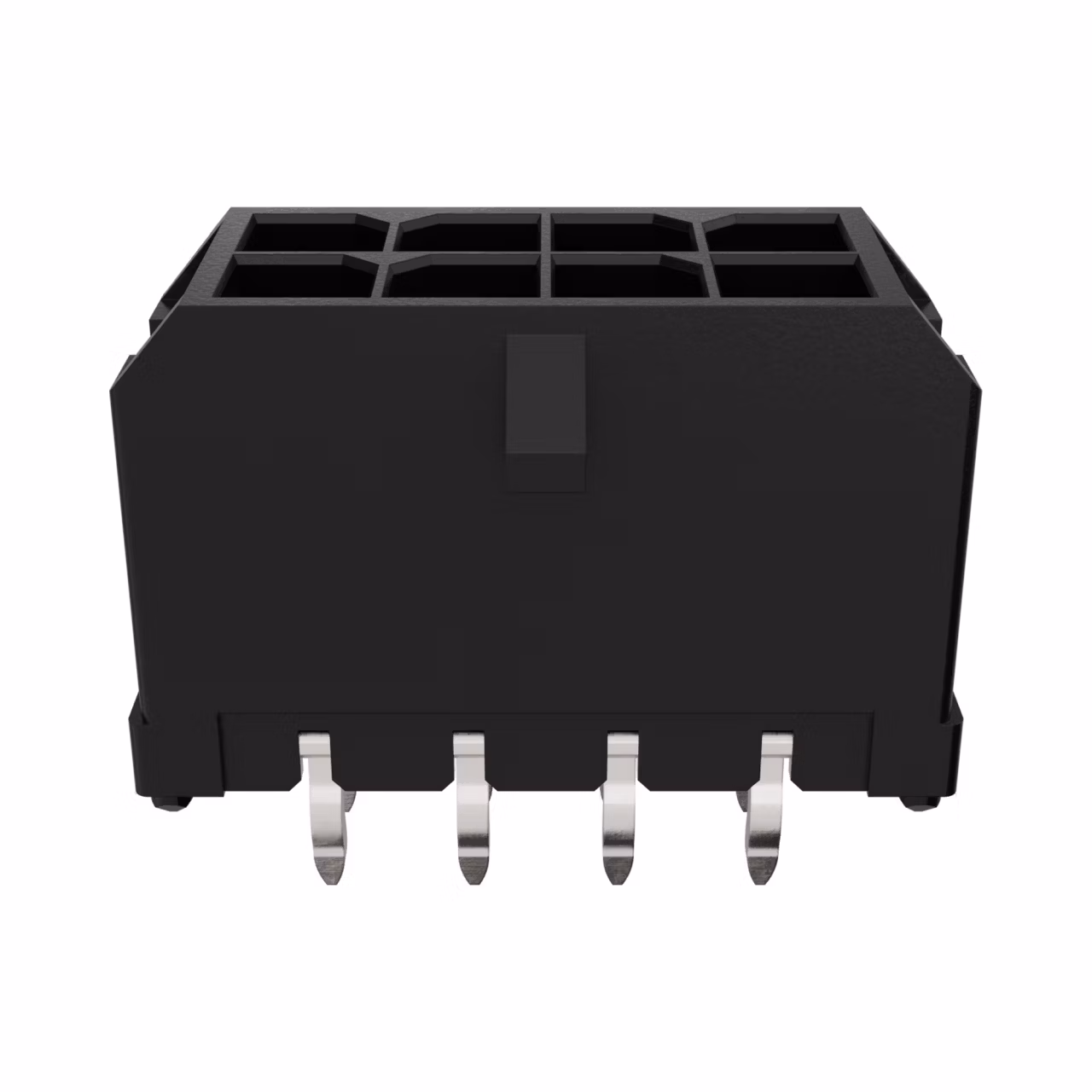 Micro-Fit 3.0 Vertical Header, 3.00mm Pitch, Dual Row, 8 Circuits, Kinked Tail, with PCB Polarizing Peg, 2.54µm Matte Tin Plating, Glow-Wire Capable, Black for sale